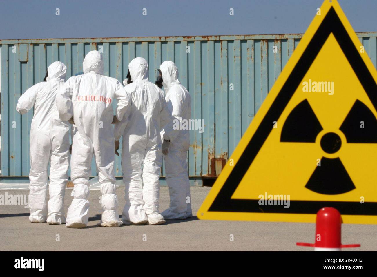 US Navy Italian firefighters dressed in chemical, biological ...