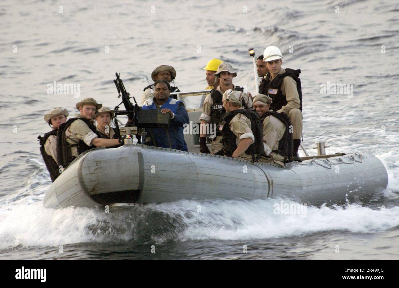 US Navy The Visit Board Search and Seizure team (VBSS) assigned to USS Bulkeley (DDG 84) cruises ...