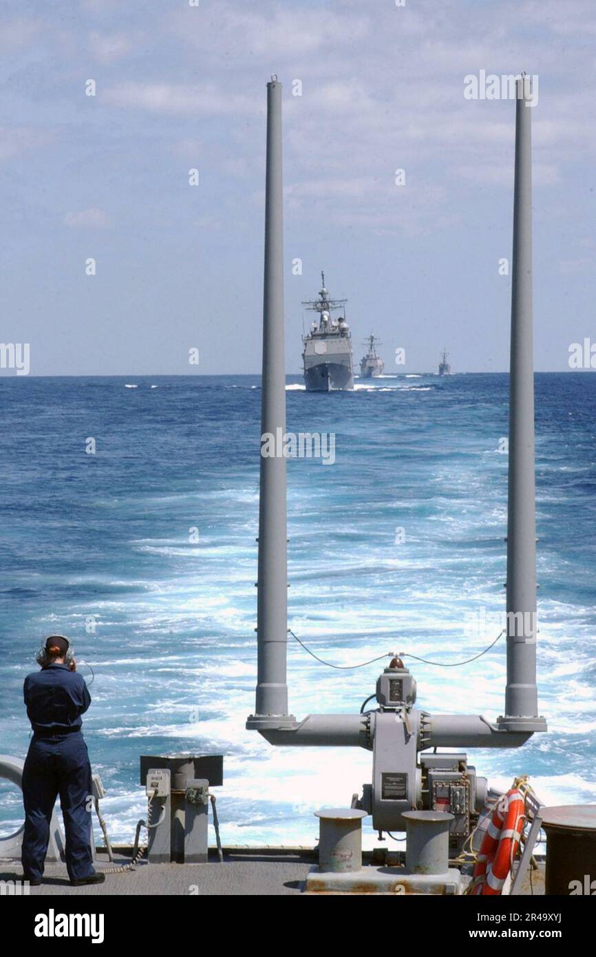 US Navy A Sailor assigned to USS Barry (DDG 52) stands watch on the ...
