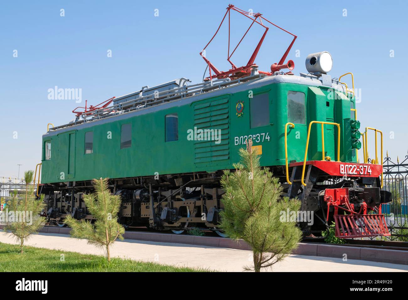 TASHKENT, UZBEKISTAN - SEPTEMBER 03, 2022: Soviet electric locomotive ...