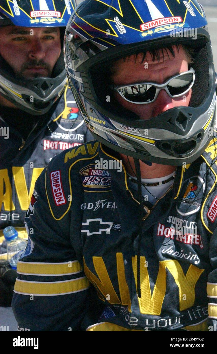 US Navy Members of the Navy sponsored NASCAR racing team man the pits ...