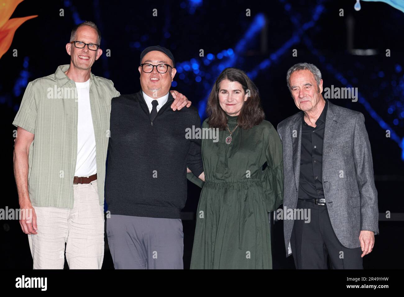 Cannes, France. 26th May, 2023. Jim Morris (President of Pixar), Pete ...