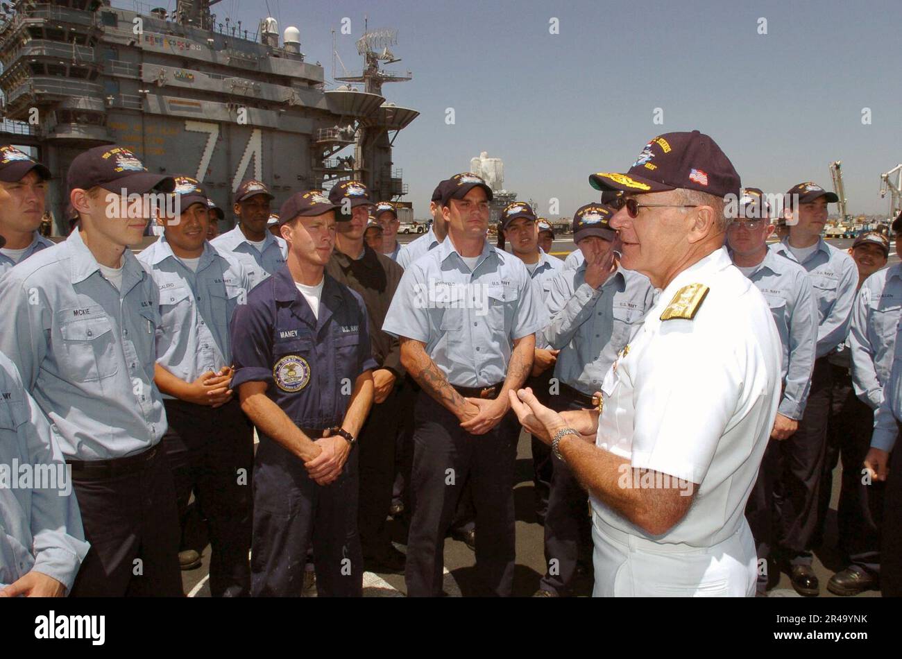 US Navy Adm. Vern Clark, Chief of Naval Operations (CNO), speaks with ...