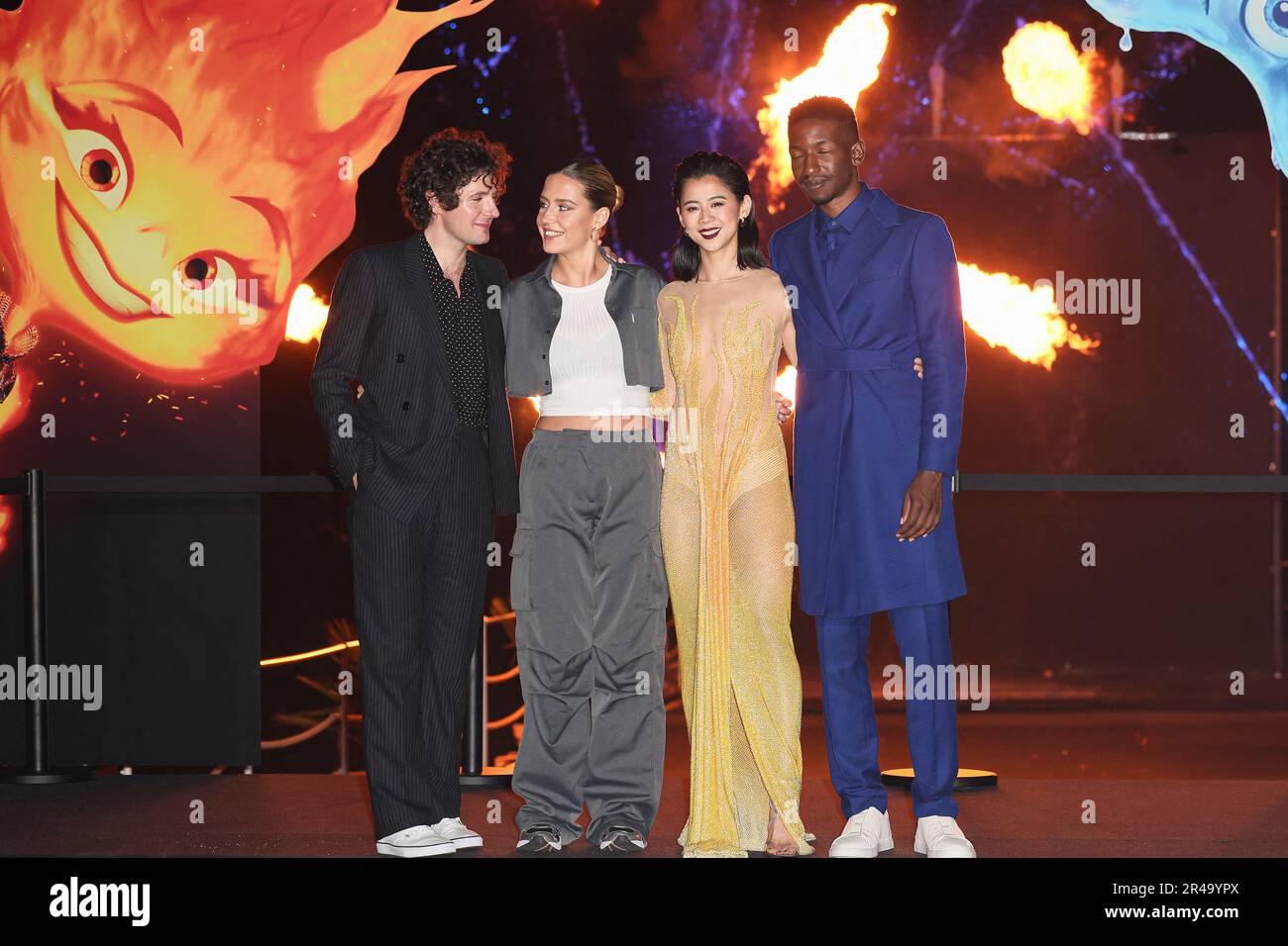 Cannes, France. 26th May, 2023. Mamoudu Athie (Wade), Leah Lewis (Ember ...