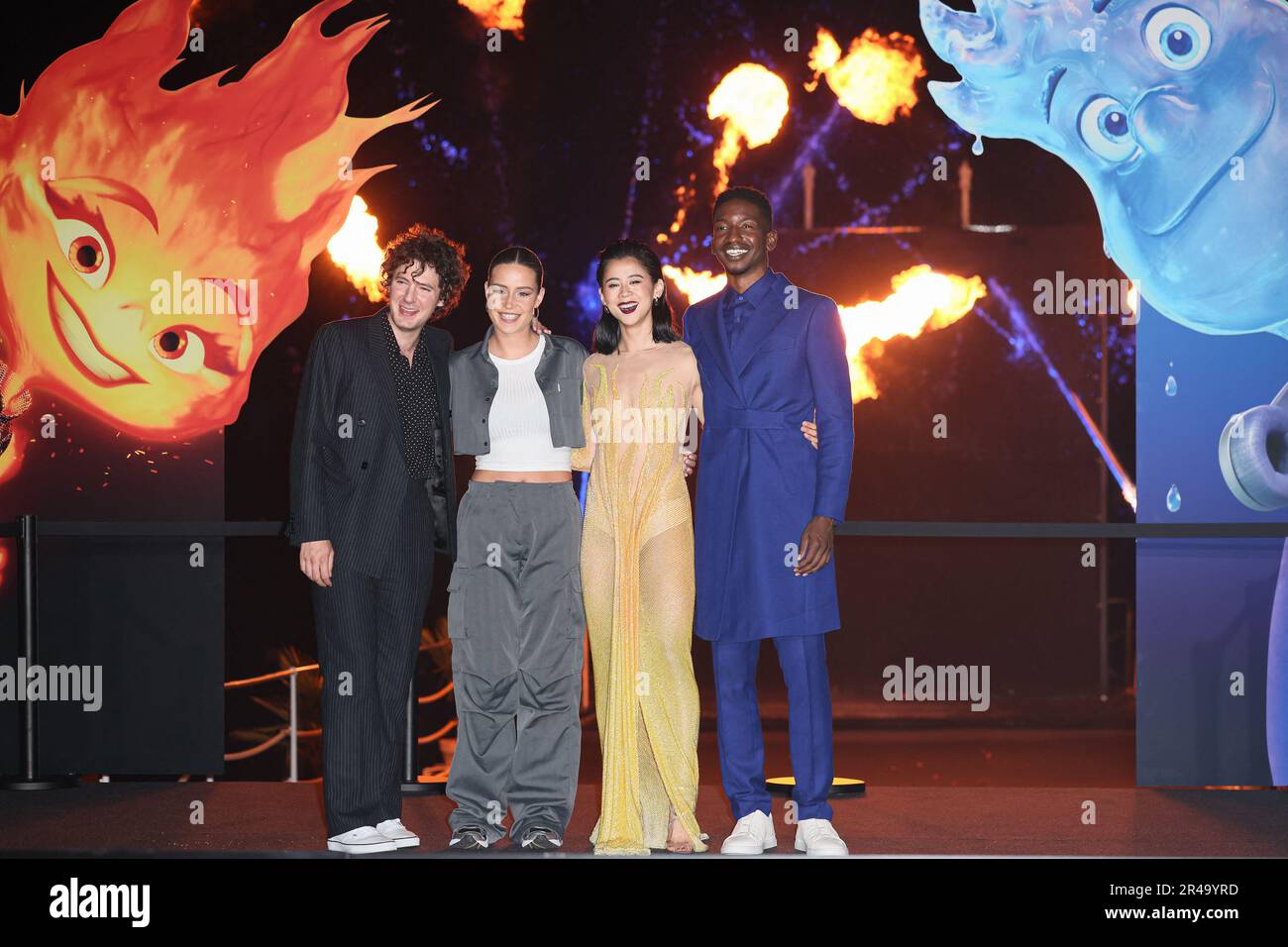 Cannes, France. 26th May, 2023. Mamoudu Athie (Wade), Leah Lewis (Ember ...
