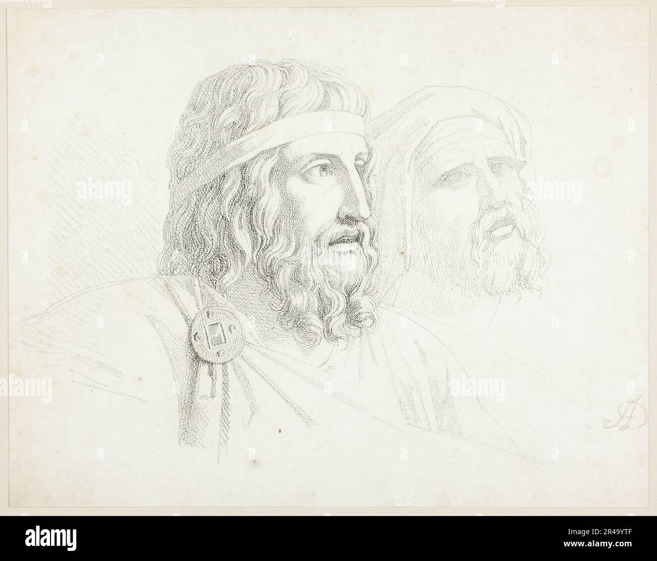 Two Merovingian Heads, 1817 Stock Photo - Alamy