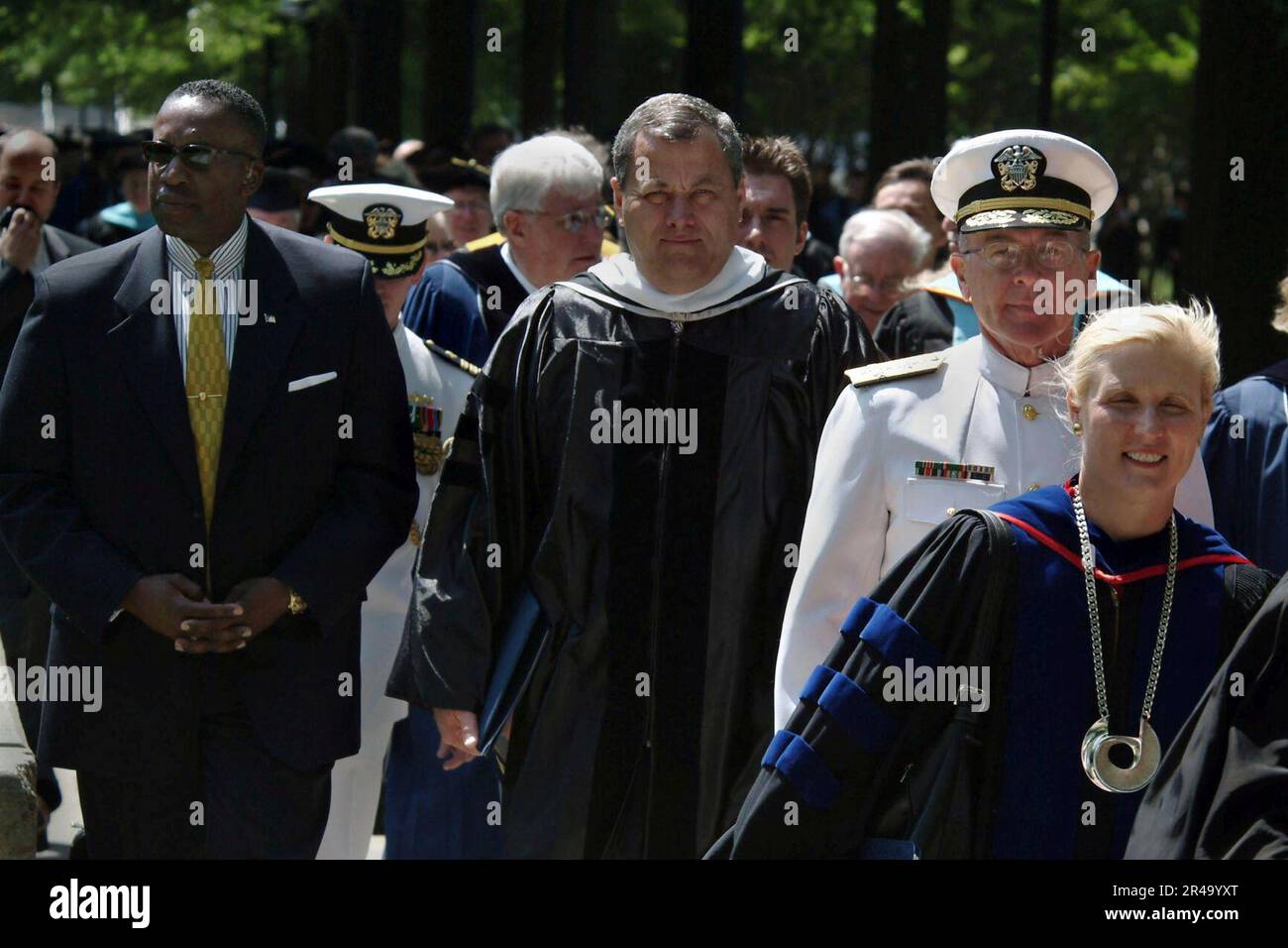 US Navy Adm. Vern Clark, Chief of Naval Operations (CNO) walks between ...