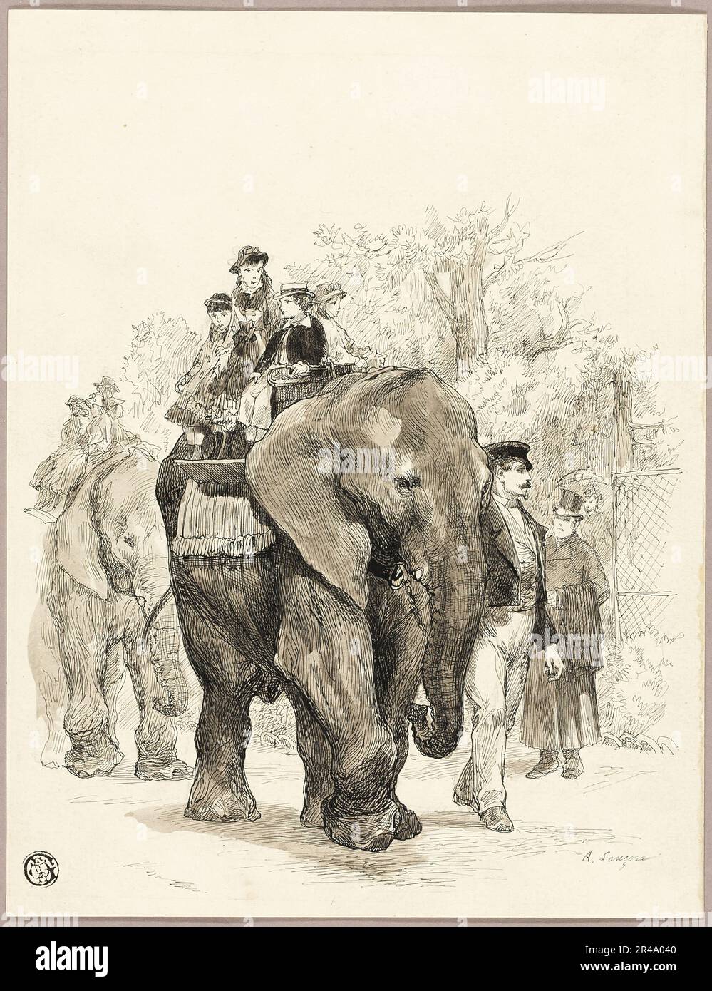 Elephant with Riders in Jardin des Plantes, Paris, n.d Stock Photo - Alamy