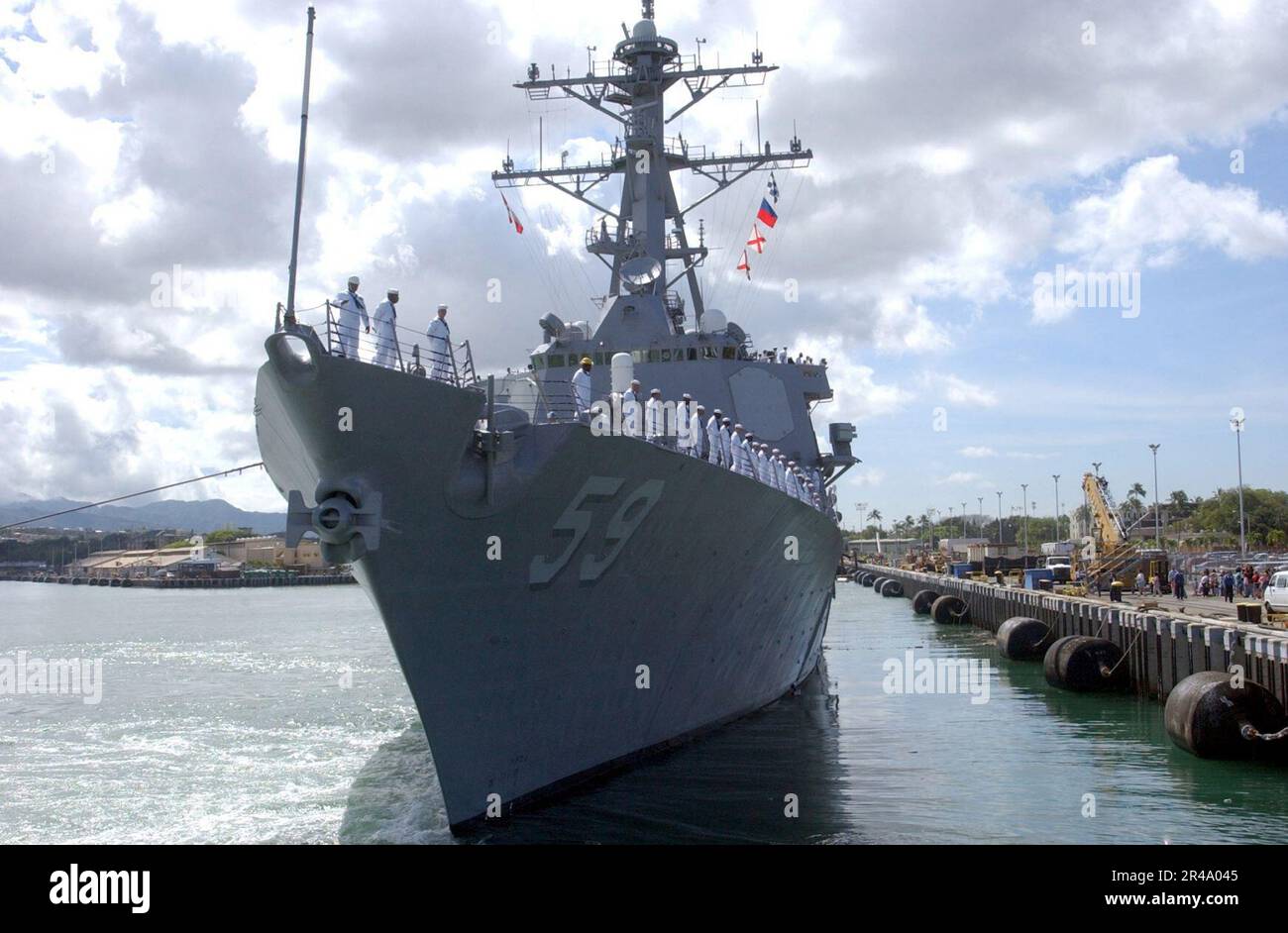 US Navy Sailors aboard the Arleigh Burke-class guided missile destroyer ...