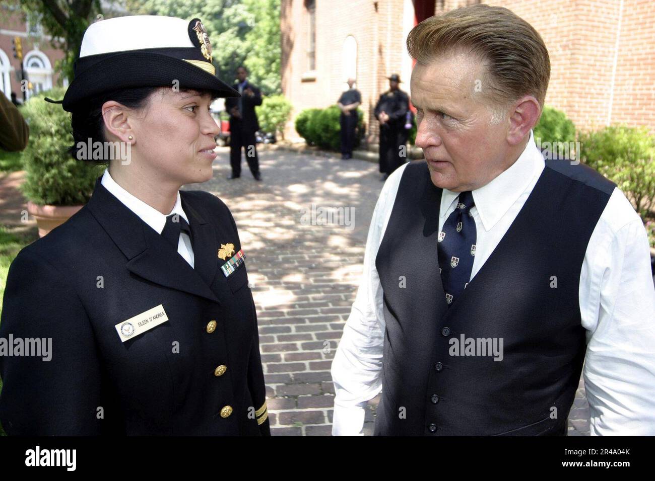 US Navy Lt. left, and acclaimed actor Martin Sheen discuss the set-up ...