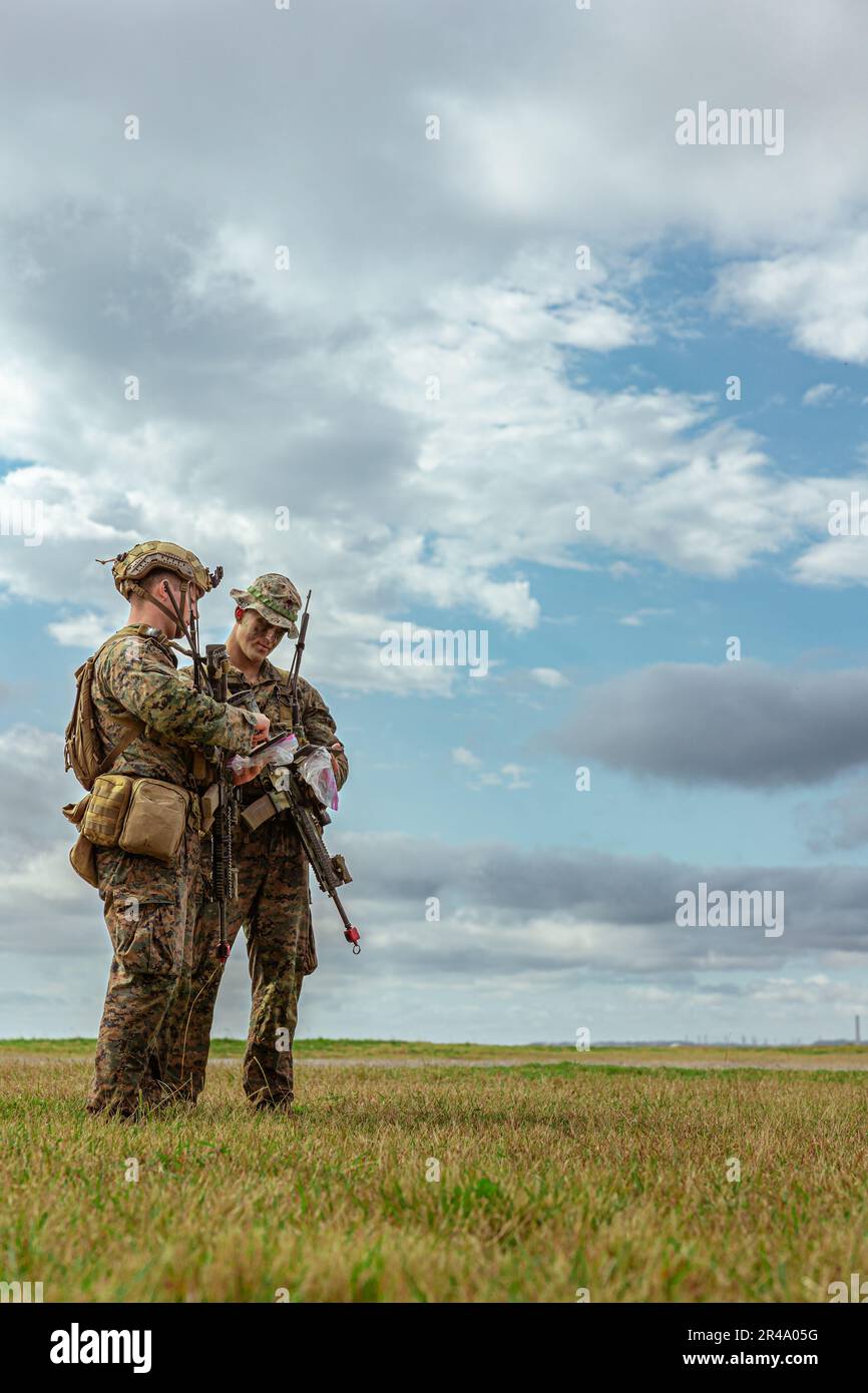 U.S. Marine Corps 1st Lt. Sean Conner, left, and 1st Lt. Thomas ...