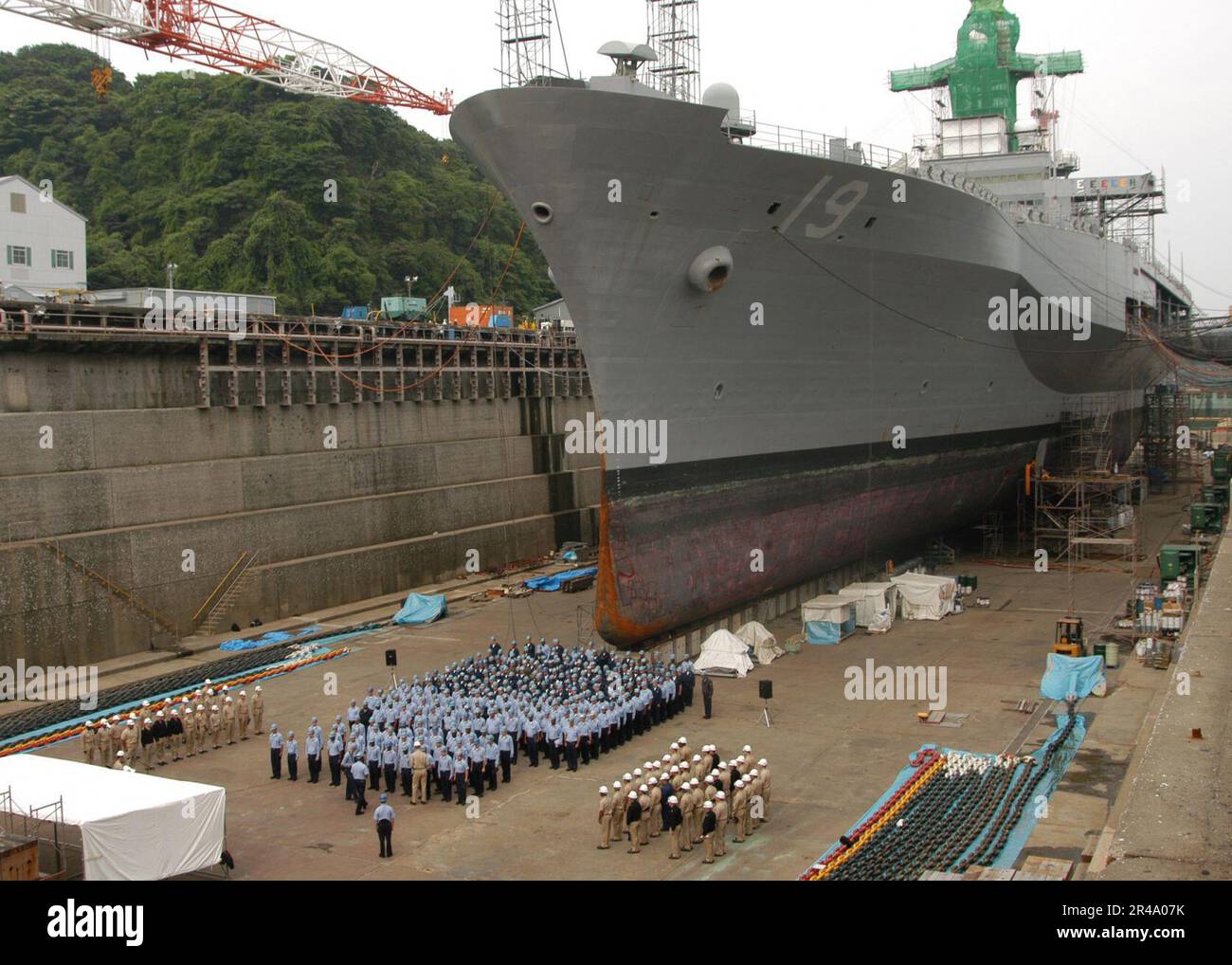 US Navy Commanding Officer, USS Blue Ridge (LCC 19), conducts a ...