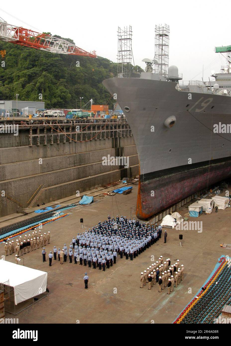 US Navy Commanding Officer, USS Blue Ridge (LCC 19), conducts a ...