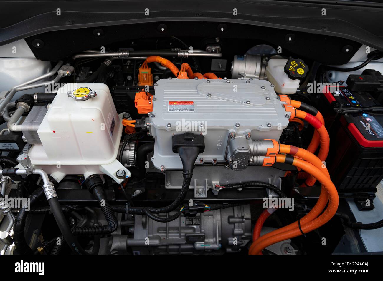 SAINT PETERSBURG, RUSSIA - MAY 20, 2023: Engine compartment of the new ...