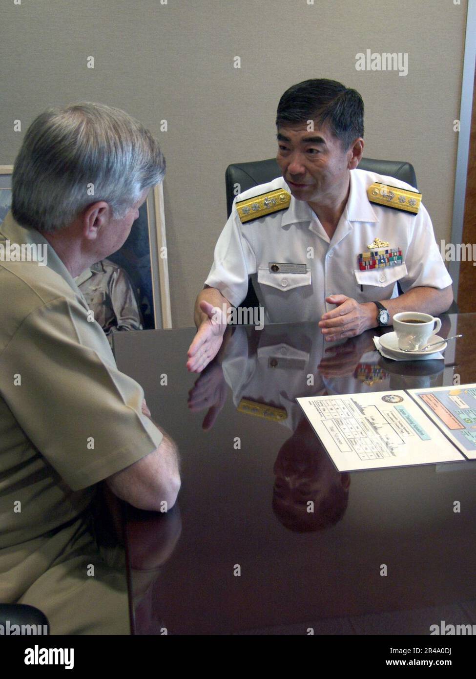 US Navy ear Adm. Yukinori Togo, Commander Japanese Maritime Self ...