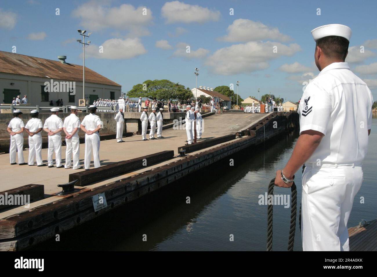US Navy The official barge for Commander Navy Region Hawaii prepares to ...