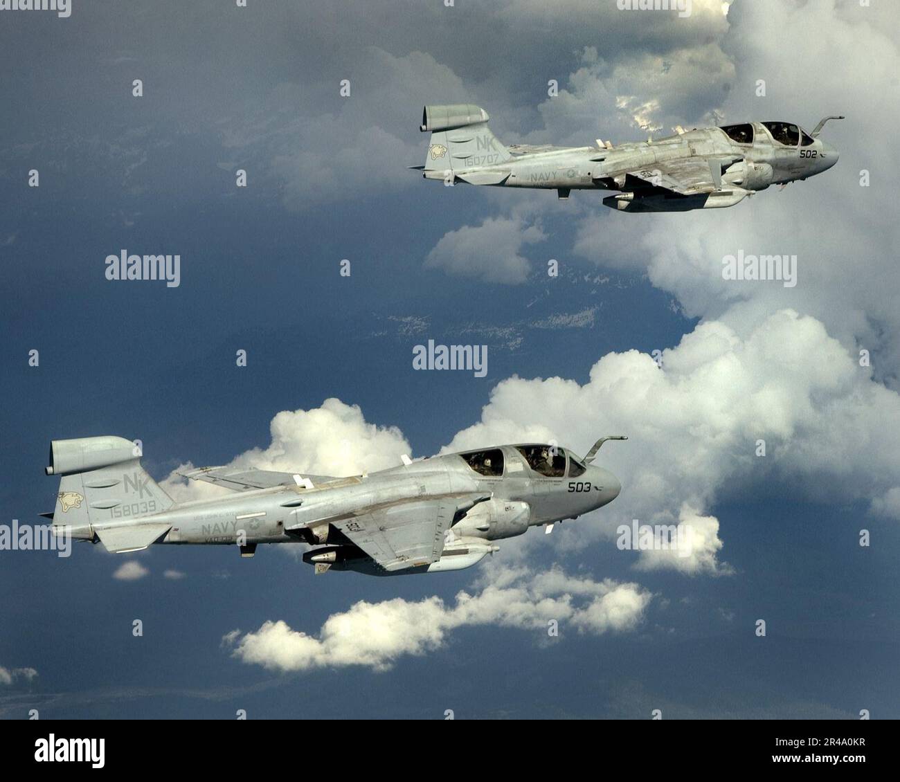 US Navy Two EA-6B Prowlers assigned to the Cougars of Electronic Attack ...