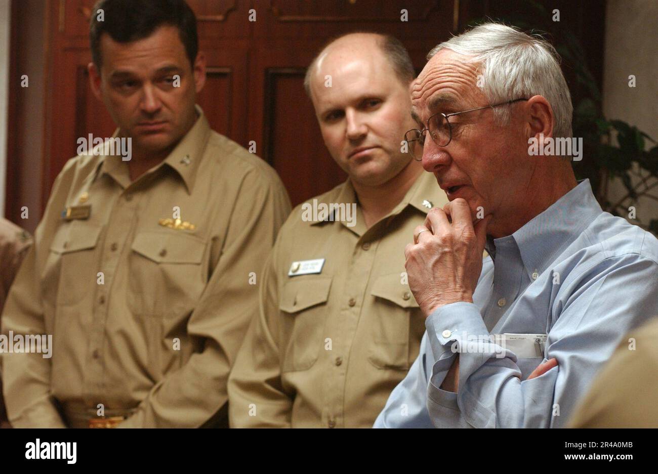 US Navy Secretary of the Navy, Gordon R. England, visits and speaks ...