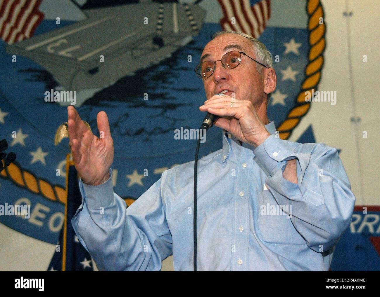 US Navy Secretary of the Navy, Gordon R. England, addresses Crewmembers ...