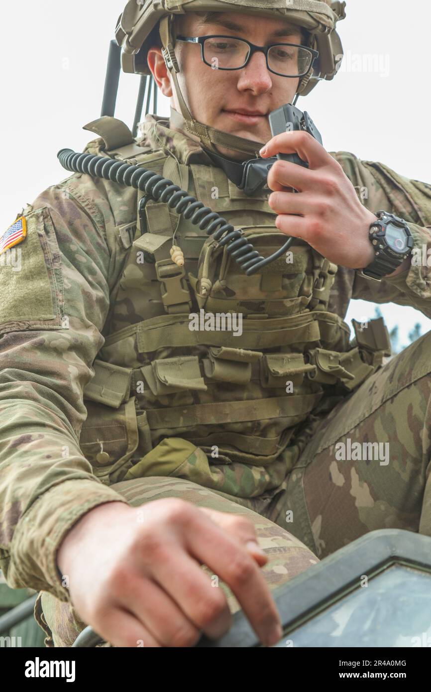 U.S. Army Pfc. Glynn R. McNay, a cannon crewmember assigned to Carnage ...