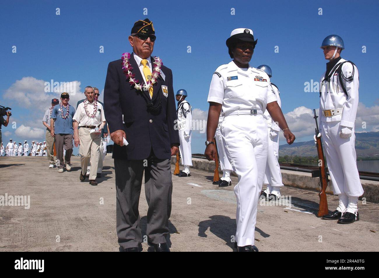 US Navy Survivor Alex Bernal is escorted by Petty Officer Stock Photo ...