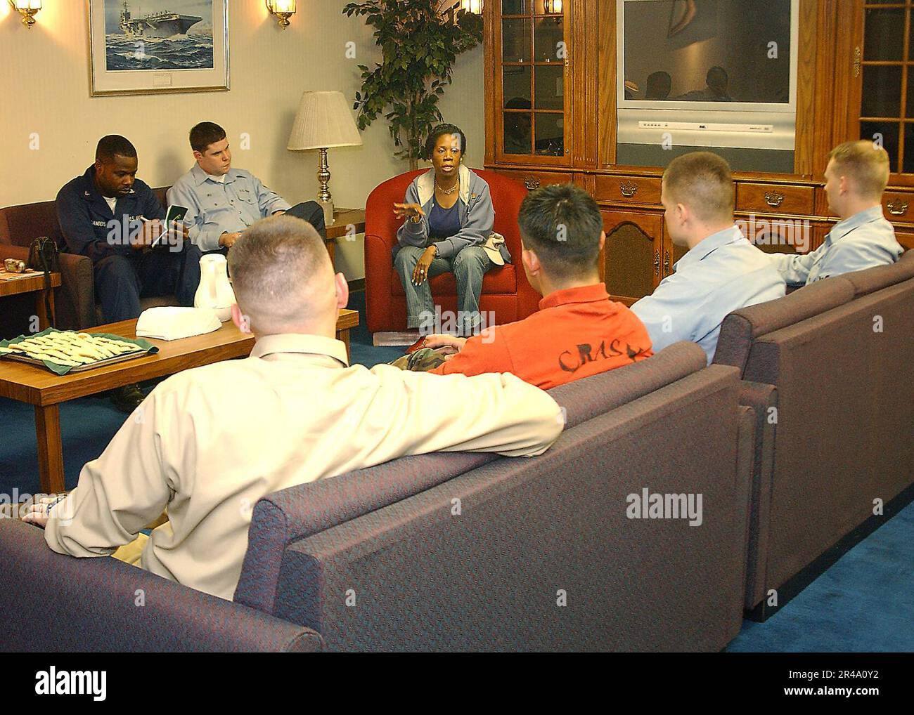 US Navy U.S. Rep. Sheila Jackson-Lee (D-TX) speaks with crew members in ...