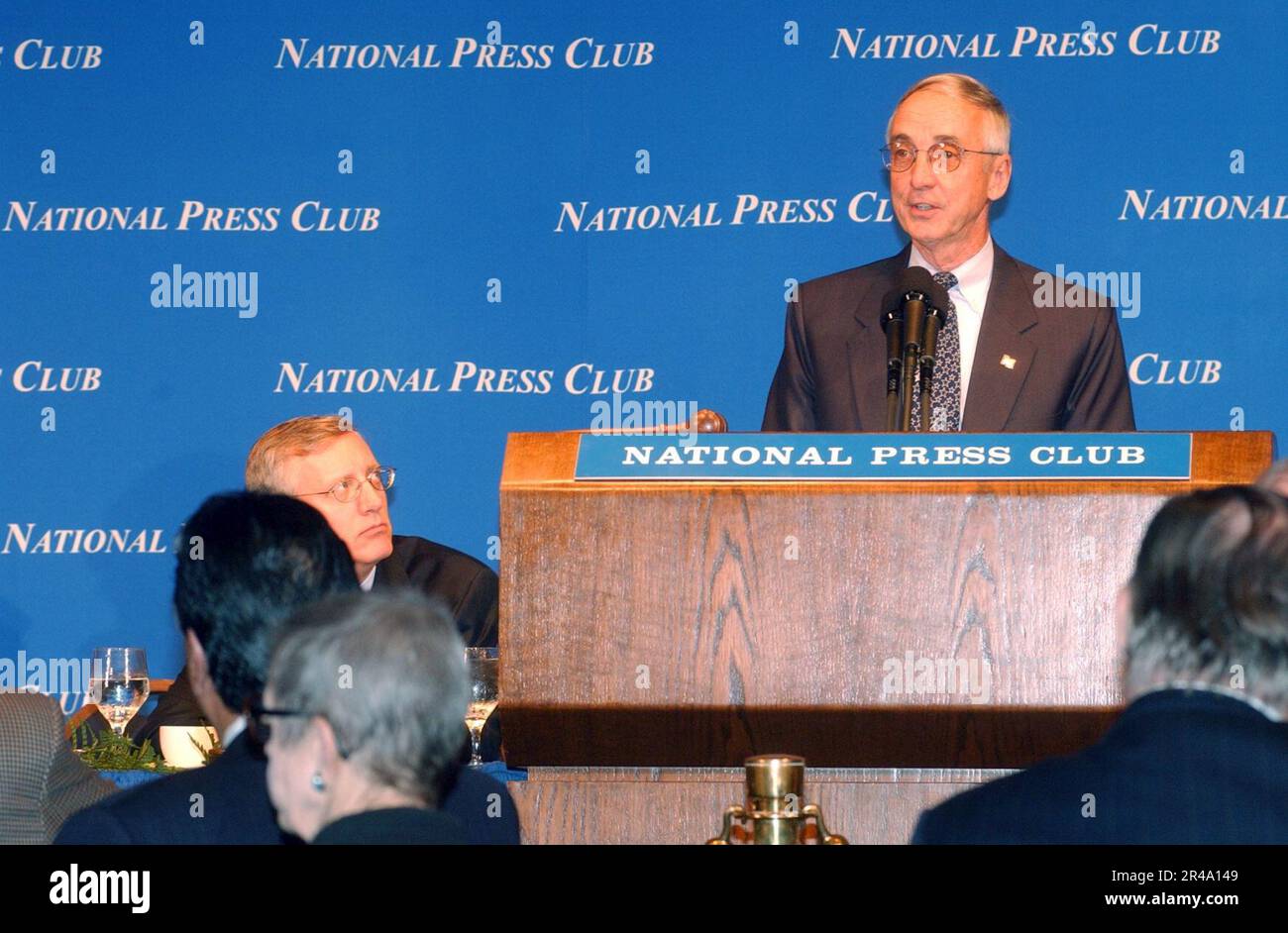 US Navy Secretary of the Navy, Gordon R. England addresses members of ...