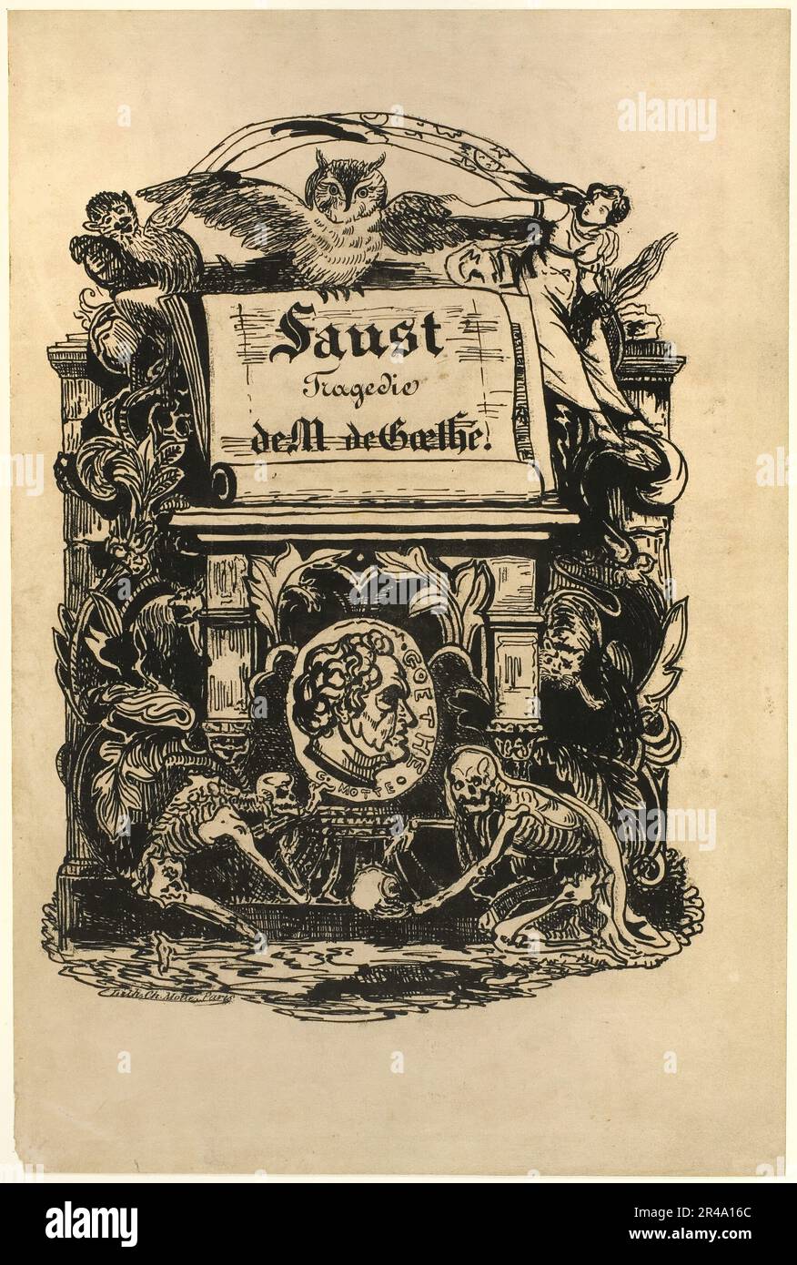 Portrait Medallion of Goethe, title page from Faust, 1828 Stock Photo ...