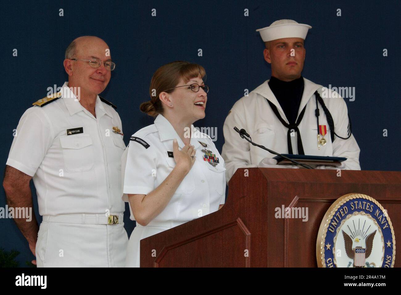 US Navy Adm. Vern Clark, Chief of Naval Operations (CNO) watches Dental ...