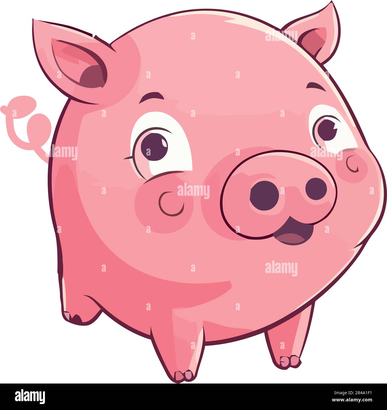 Cute piglet cartoon illustration, cheerful and smiling Stock Vector ...