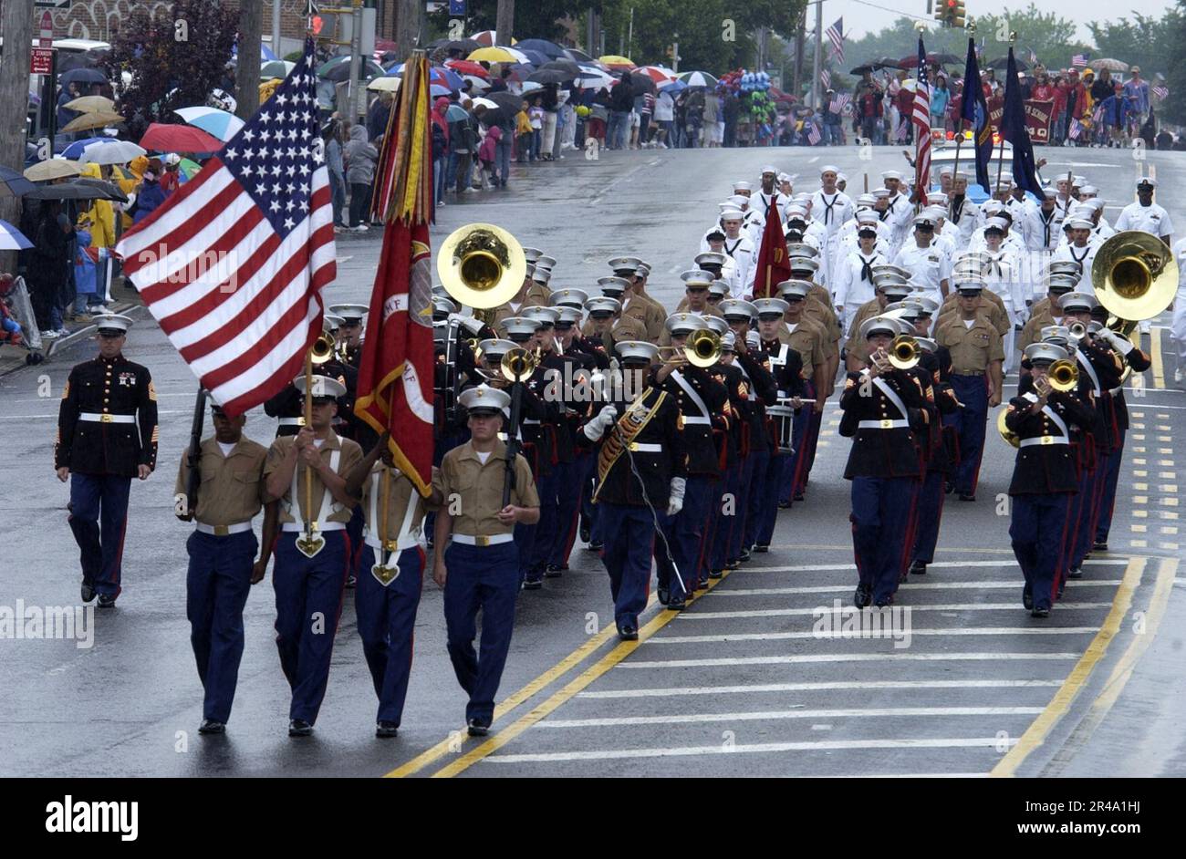 US Navy Marines and Sailors march in the Little Neck Memorial Day ...