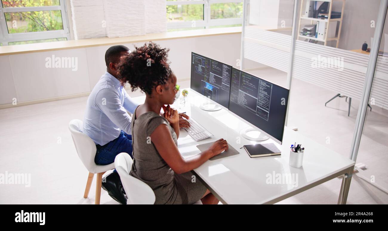 African American Programmer Woman Coding On Computer Stock Photo - Alamy