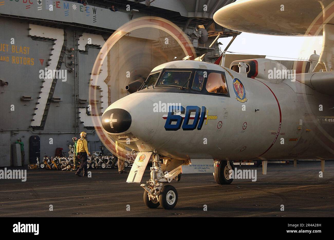 US Navy An E-2C Hawkeye taxis on the flight deck aboard USS George ...