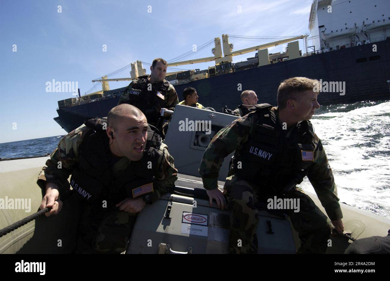 US Navy Sailors assigned to the Vessel Boarding Search and Seizure ...