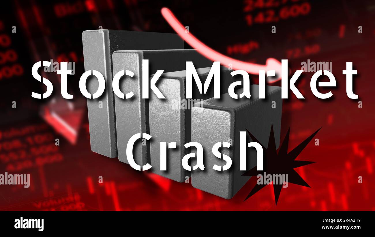 Illustration of the global stock market crash as seen in a 3d rendering ...