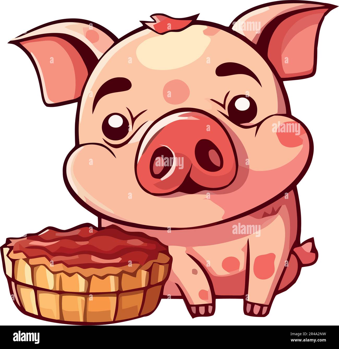 Cute cartoon piglet smiling with cake Stock Vector Image & Art - Alamy