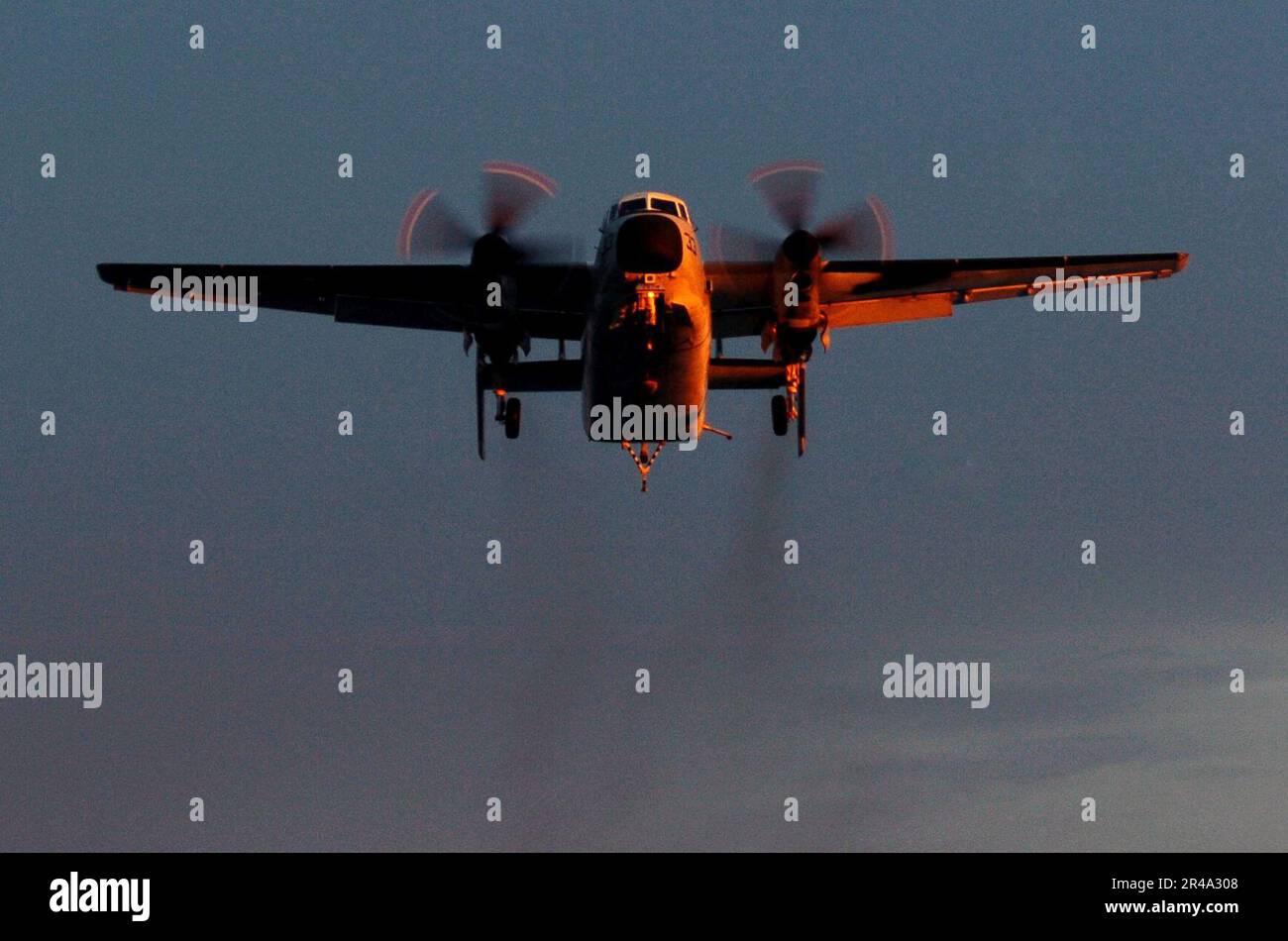 US Navy A C-2A Greyhound makes its final approach prior to landing ...