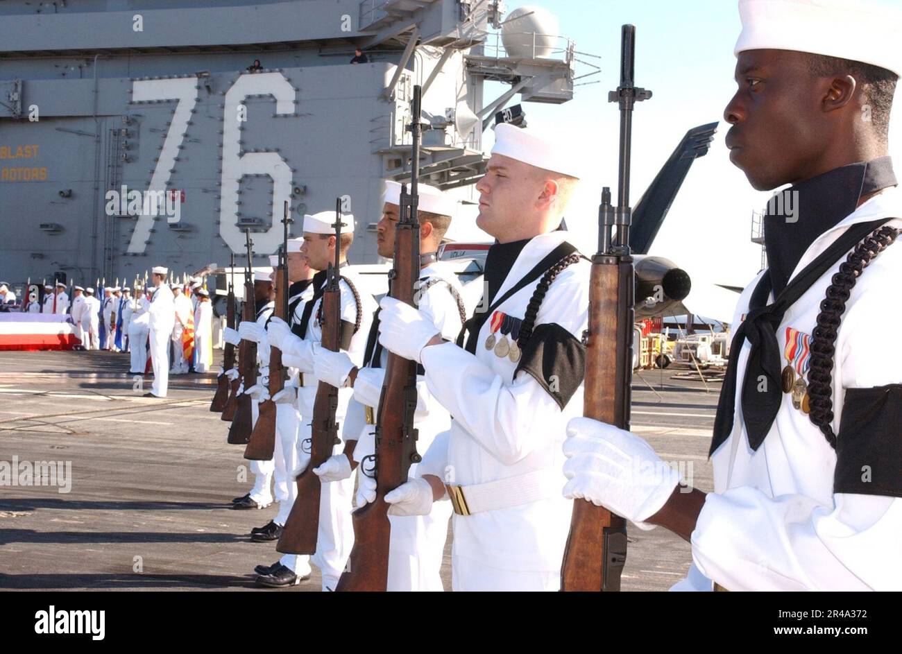 US Navy The Honor Guard rifle team aboard USS Ronald Reagan (CVN 76 ...
