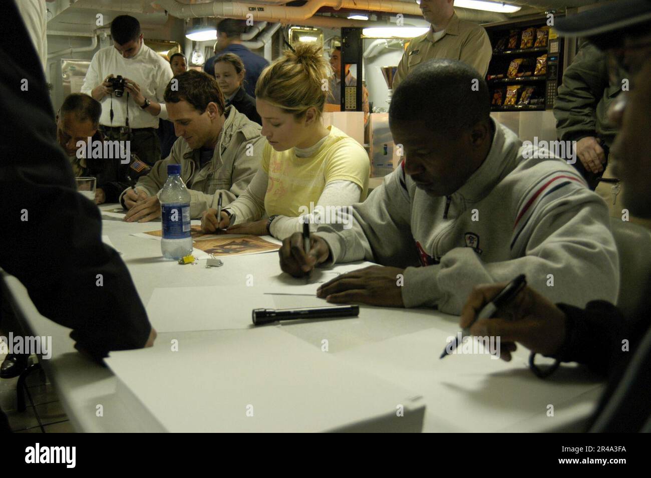 US Navy Actors Josh Lucas, Jamie Foxx and actress Jessica Biel sign ...