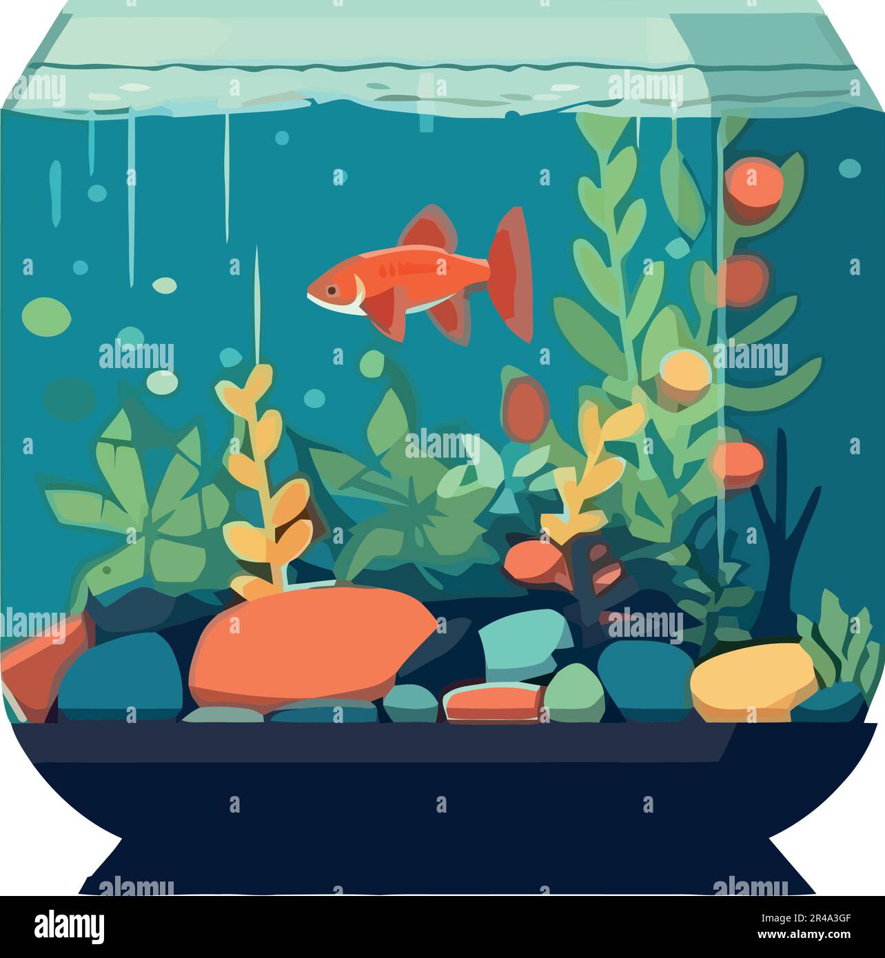 Cute fish swimming in fishbowl Stock Vector Image & Art - Alamy