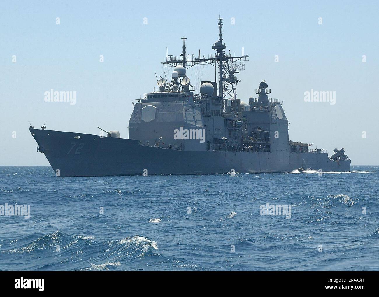 US Navy he guided missile cruiser USS Vella Gulf (CG 72) maneuvers to ...