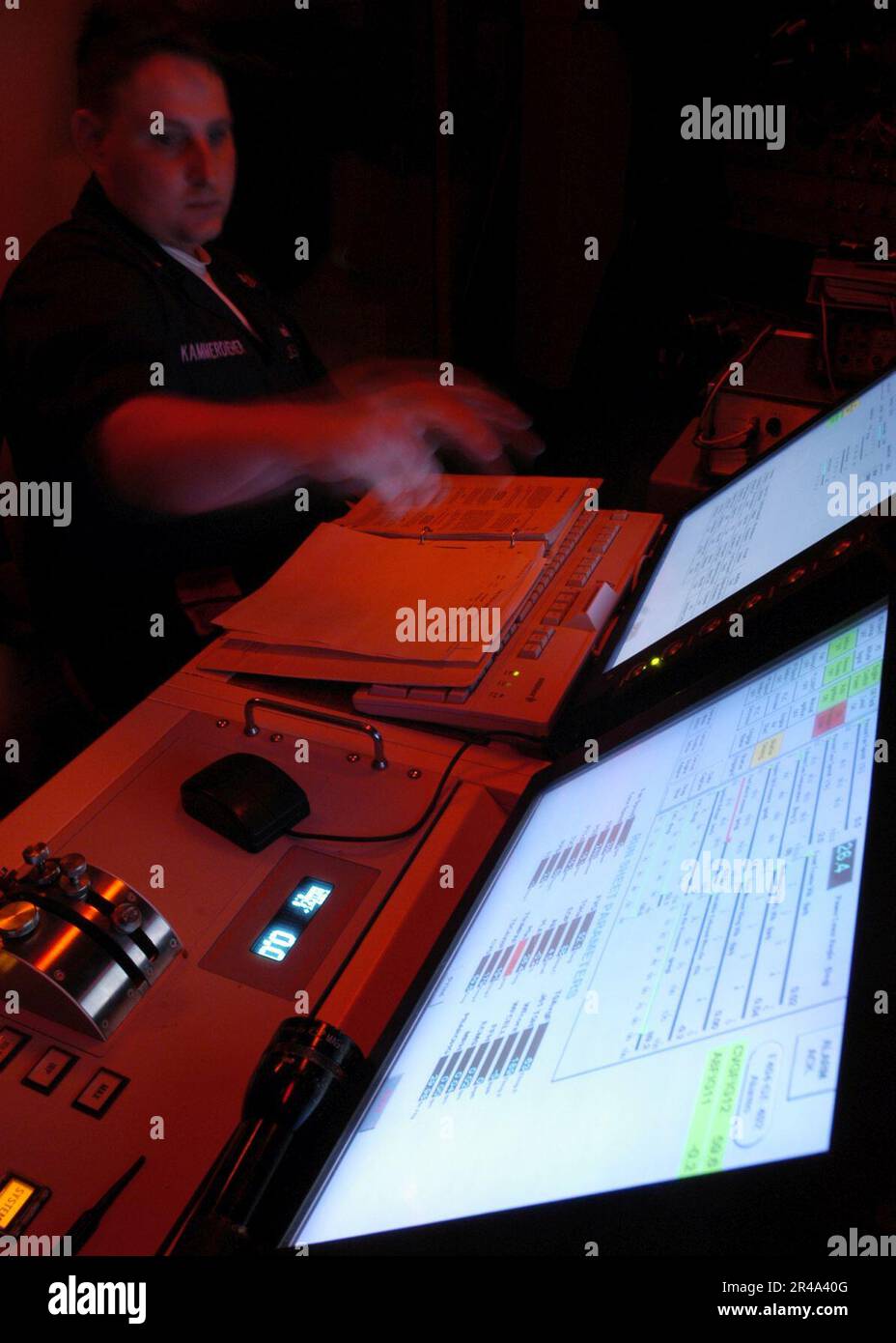 US Navy Aviation Machinist Mate 1st Class conducts various tests on an ...