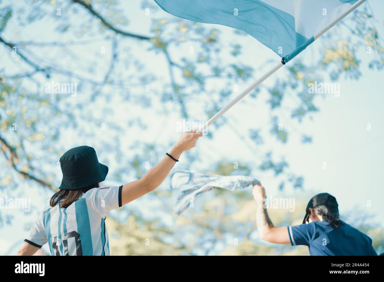 A crowd of Argentinian people celebrating Qatar 2022 Victory Fifa World ...