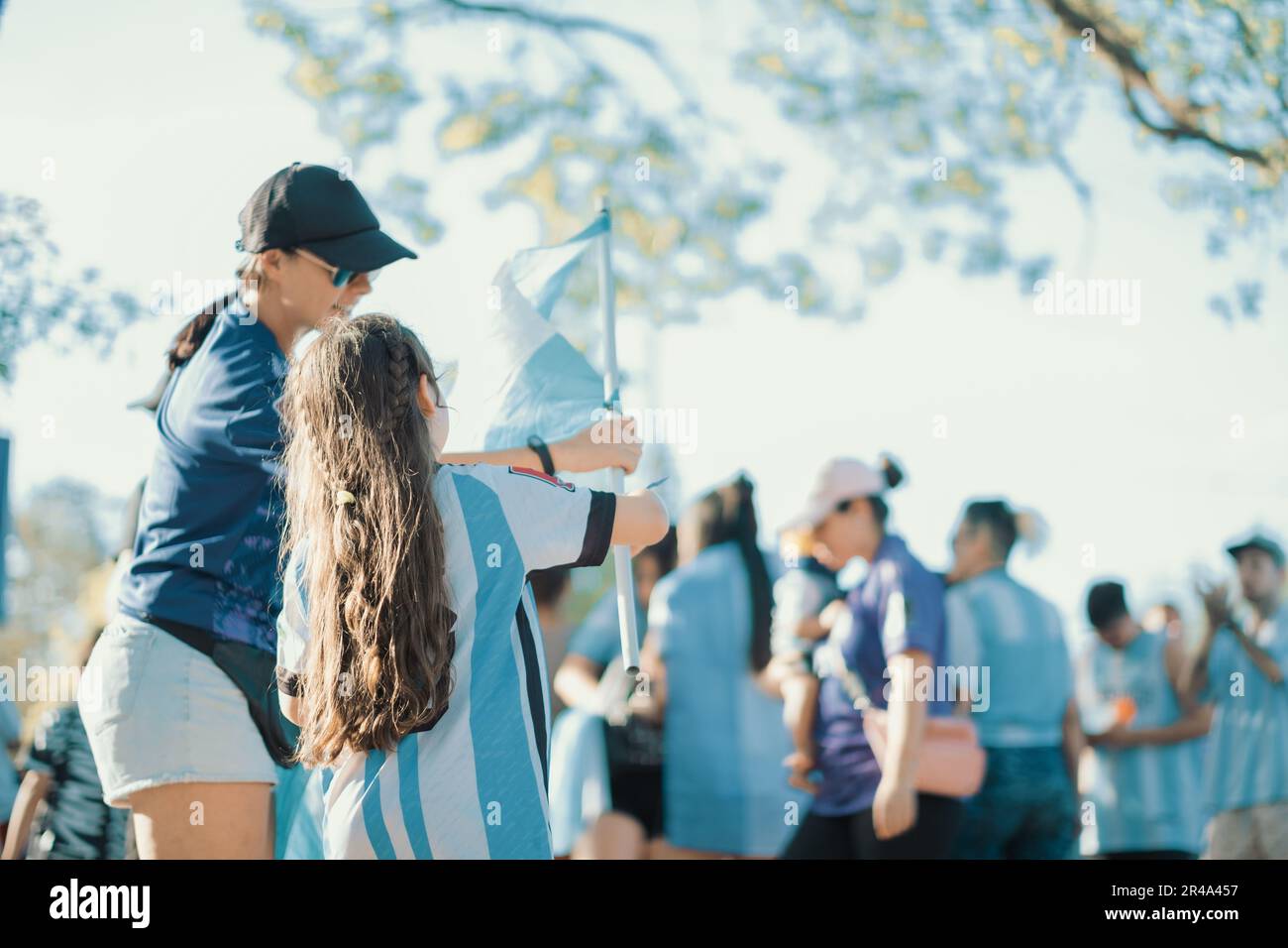 A crowd of Argentinian people celebrating Qatar 2022 Victory Fifa World ...