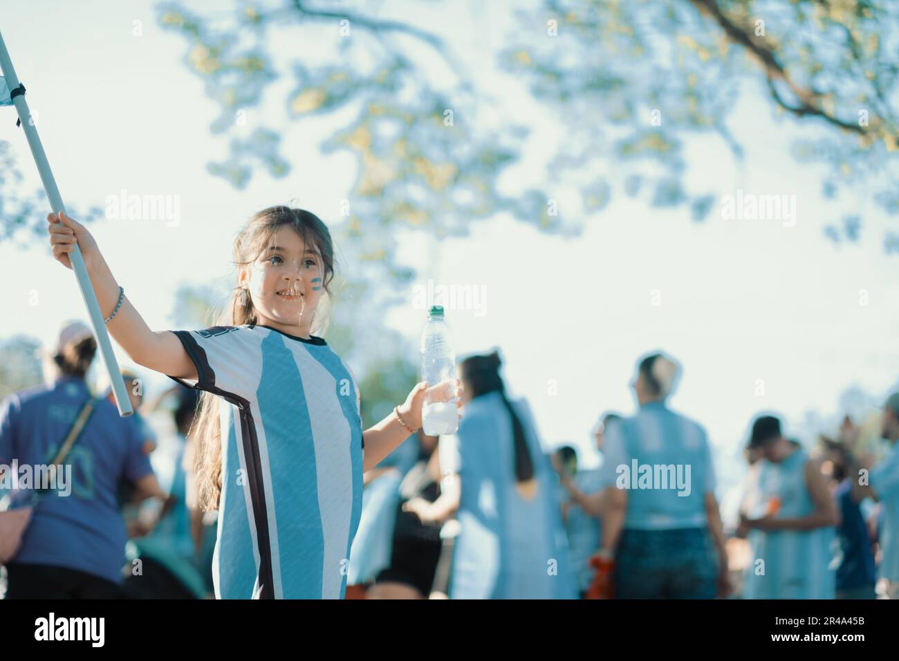 A crowd of Argentinian people celebrating Qatar 2022 Victory Fifa World ...
