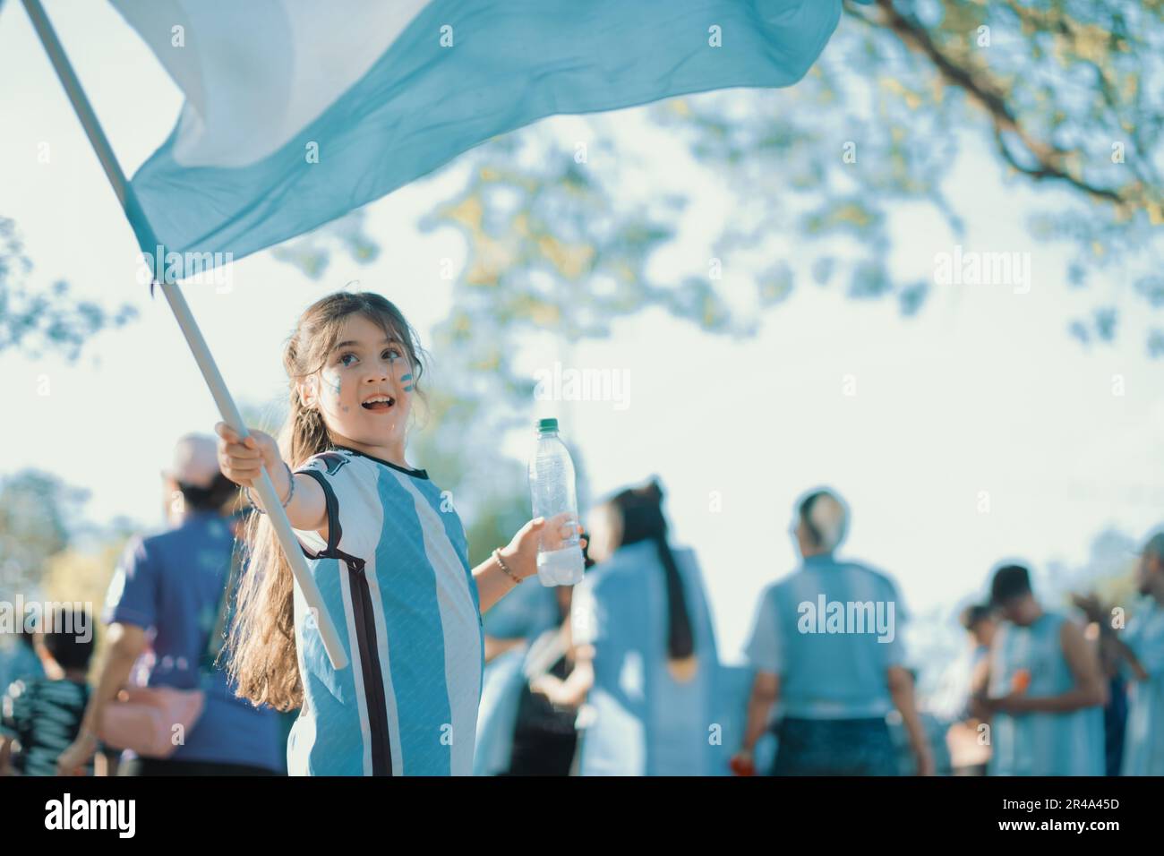 A crowd of Argentinian people celebrating Qatar 2022 Victory Fifa World ...