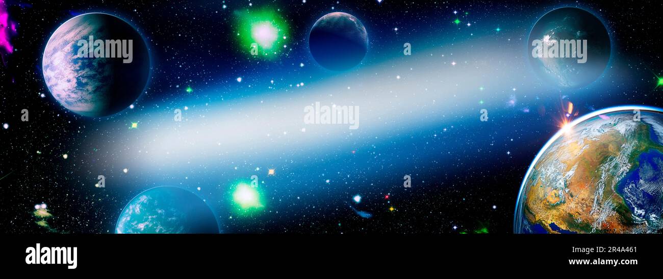 Panoramic view of the Earth in the galaxy, Concept on the theme of ...