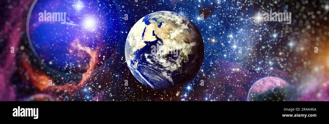 Earth and galaxy. Elements of this image furnished by NASA Stock Photo ...