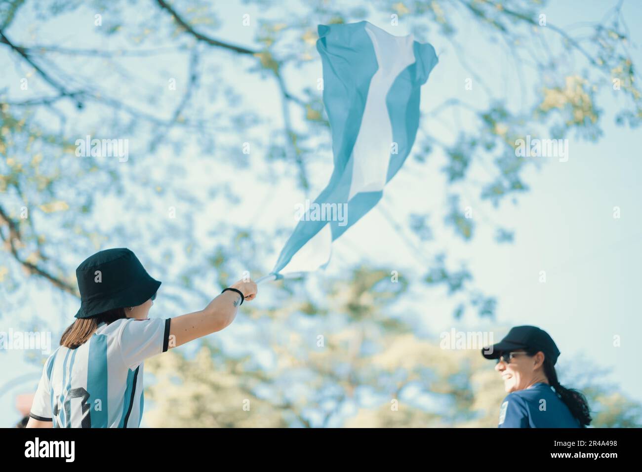 A crowd of Argentinian people celebrating Qatar 2022 Victory Fifa World ...