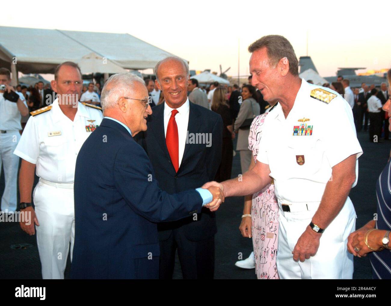 US Navy Commander Six Fleet, Vice Admiral Henry G. Ulrich III greets ...